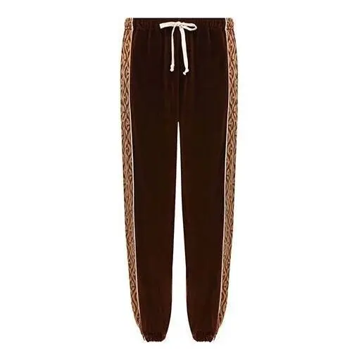 Gucci Gg Rhombus Velvet Track Pants - Brown