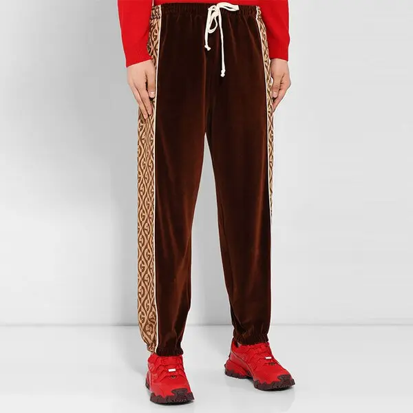 Gucci Gg Rhombus Velvet Track Pants