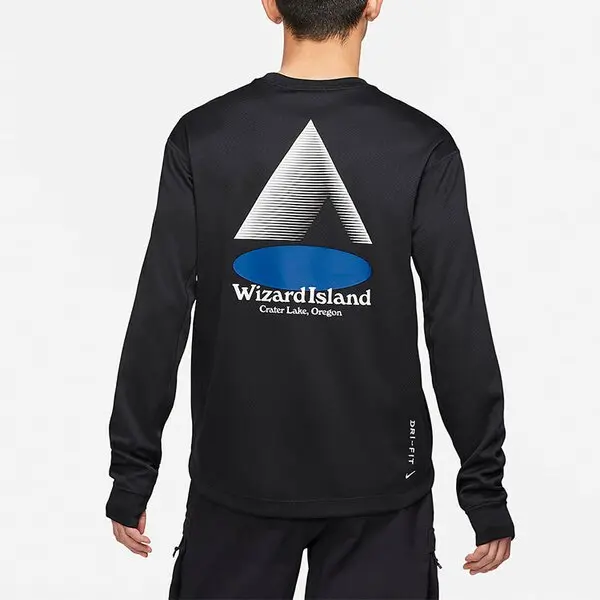 Nike Wizard Island Casual Sports Round Neck Printing Long Sleeves Pullover - Black