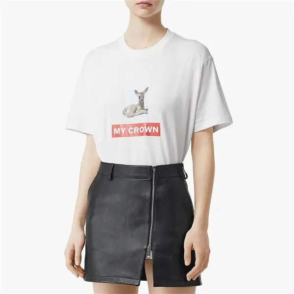 Burberry Deer Print Cotton T-shirt