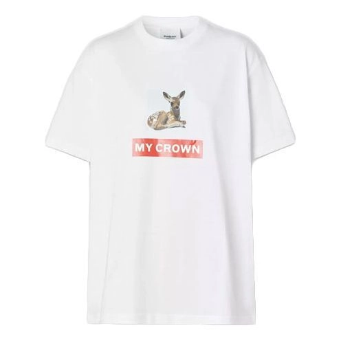 Burberry Deer Print Cotton T-shirt - White