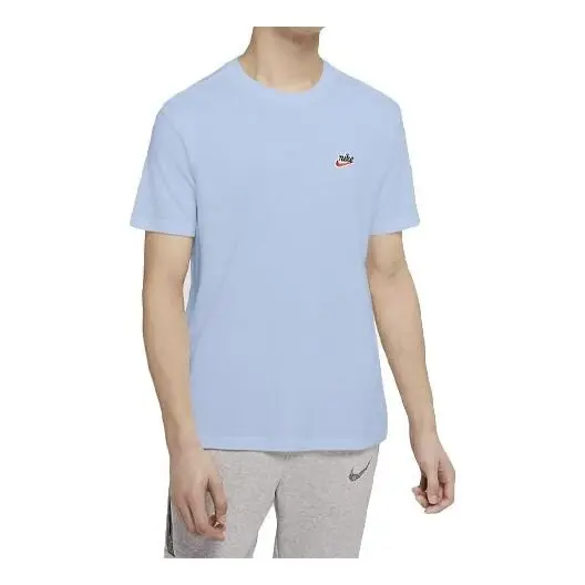 Nike Heritage Short Sleeve Tee With Small Logo - Sky Blue