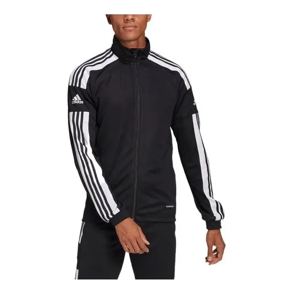 Adidas Stripe Printing Logo Zipper Stand Collar Jacket Black - Default Colorway