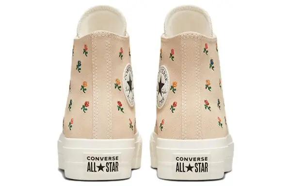 CONVERSE Chuck Taylor All Star Lift Platform High Top Embroidered Roses Sneakers - Creamyellow