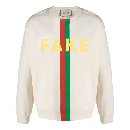 Gucci Fake Not" Printed Crewneck Sweater - White