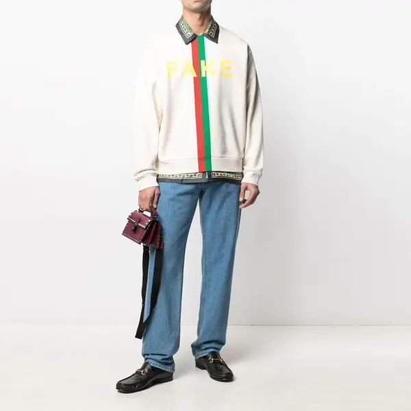 Gucci Fake Not" Printed Crewneck Sweater