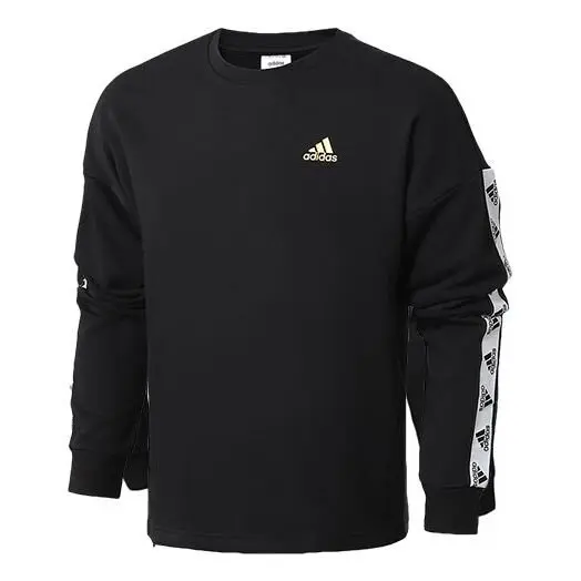 Adidas Logo Print Casual Sports Sweatshirt - Black
