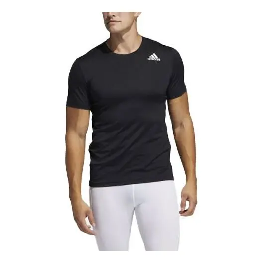 Adidas Round Neck Logo Printing Short Sleeve T-shirt - Black