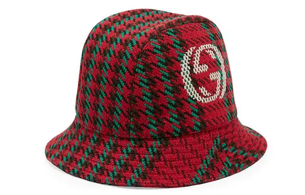 Gucci Houndstooth Wool Bucket Hat With Interlocking G