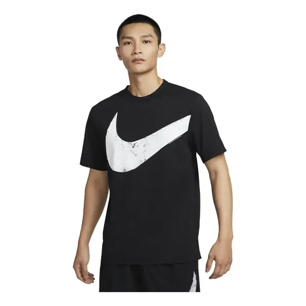 Nike Hyverse Dri-fit T-shirt 'big Swoosh Black - Black/white