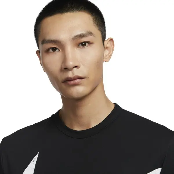 Nike Hyverse Dri-fit T-shirt 'big Swoosh Black - Black/white