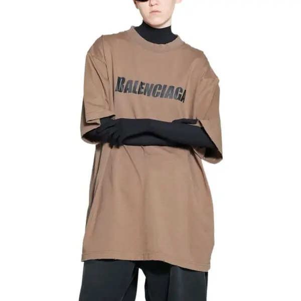 Balenciaga Boxy Fit T-shirt - Tan