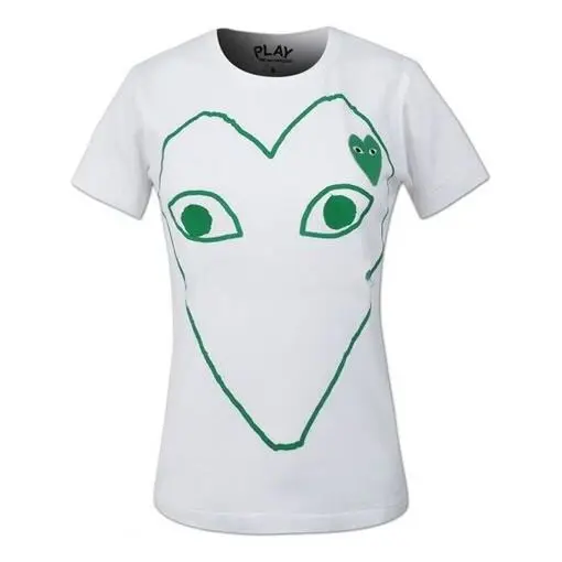 Play Comme Des Garcon Heart Ourlined Shape Short Sleeve Tee Green