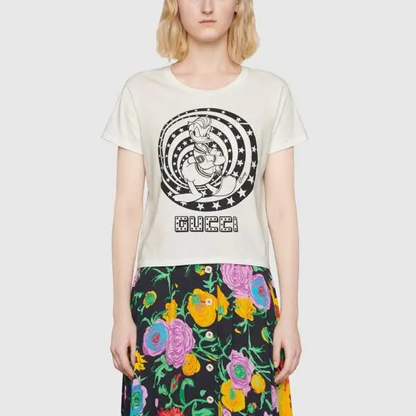 Gucci X Disney Donald Duck Printed Short-sleeved Top