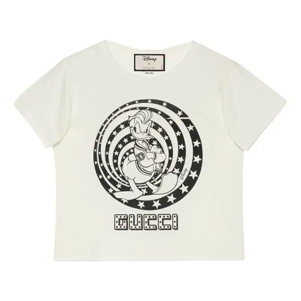 Gucci X Disney Donald Duck Printed Short-sleeved Top - Creamyellow