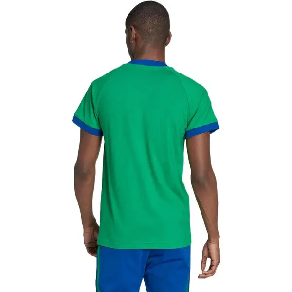 Adidas Originals Cali Tee Pattern Stripe Printing Ribbed Round Neck Short Sleeve Green T-shirt - Default Colorway