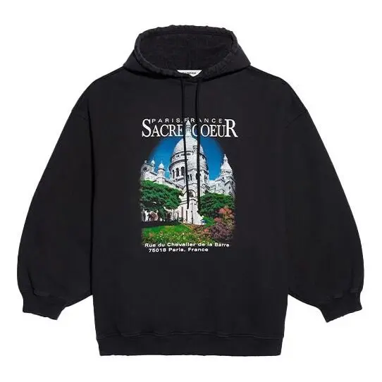 Balenciaga Printed Hoodie - Black