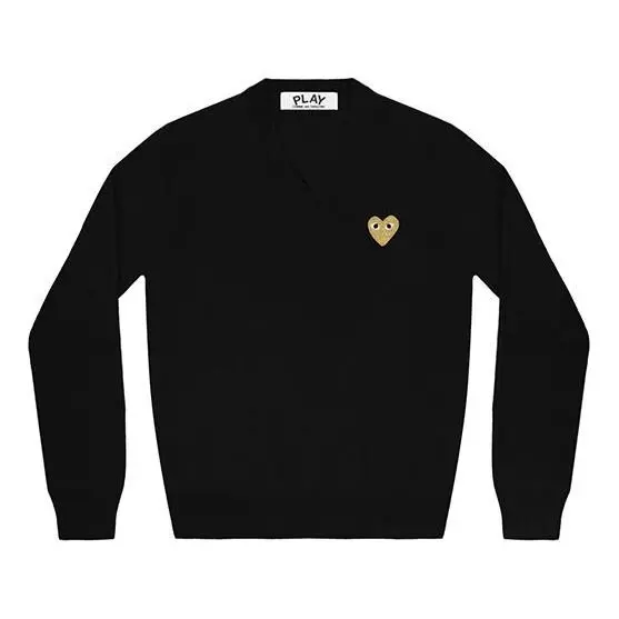 Play Comme Des Garcon Gold Emblem V-neck Pullover - Black