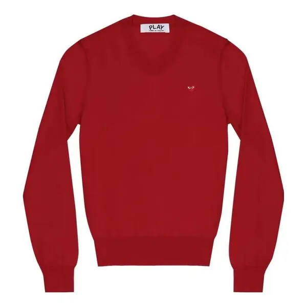 Play Comme Des Garcon Long Sleeve T-shirt With Small Emblem - Red
