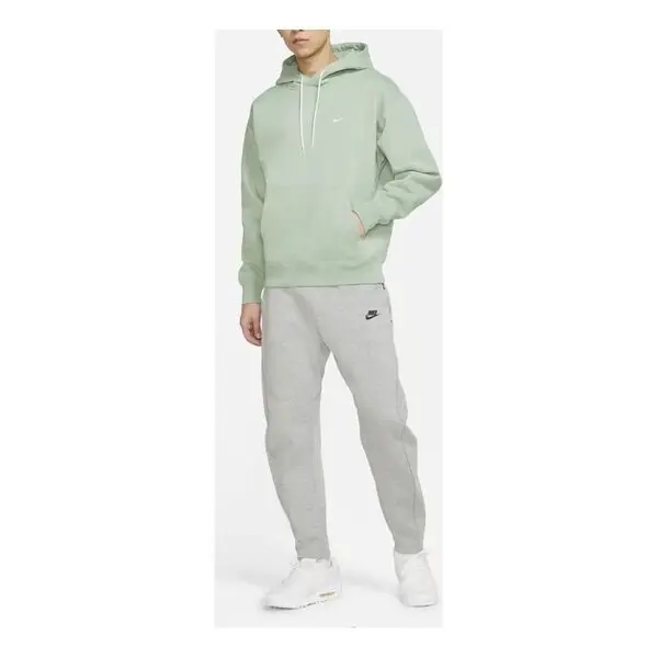 Nike Logo Embroidered Fleece Lined Hoodie - Light Green