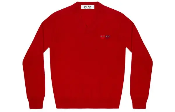 Play Comme Des Garcon V-neck Pullover With Double Emblem