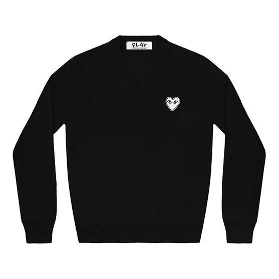 Play Comme Des Garcon V-neck Pullover - Black