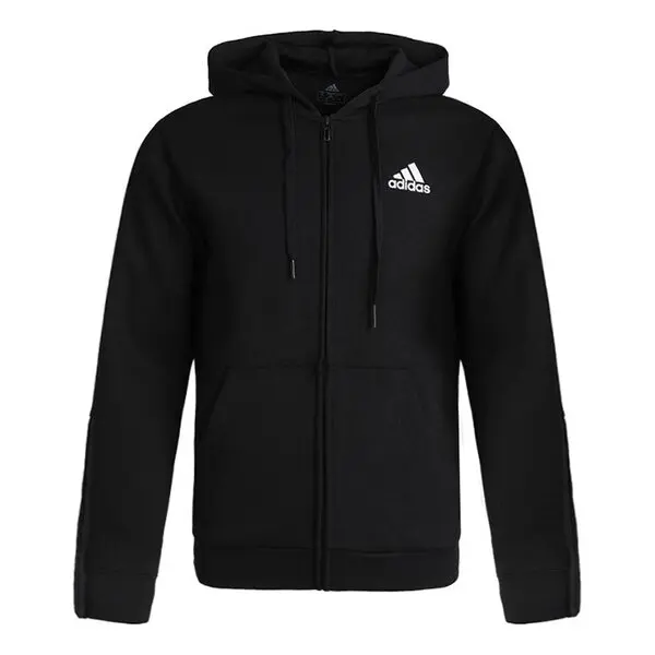 Adidas Doubleknit Cut 3-stripes Full-zip Hoodie - Black