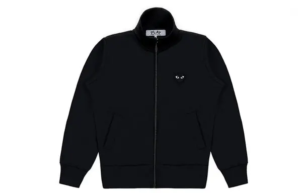 Play Comme Des Garcon Zip Sweatshirt With Big Heart Detail - Black