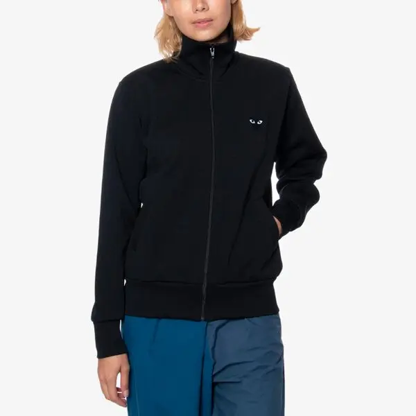 Play Comme Des Garcon Zip Sweatshirt With Big Heart Detail - Black