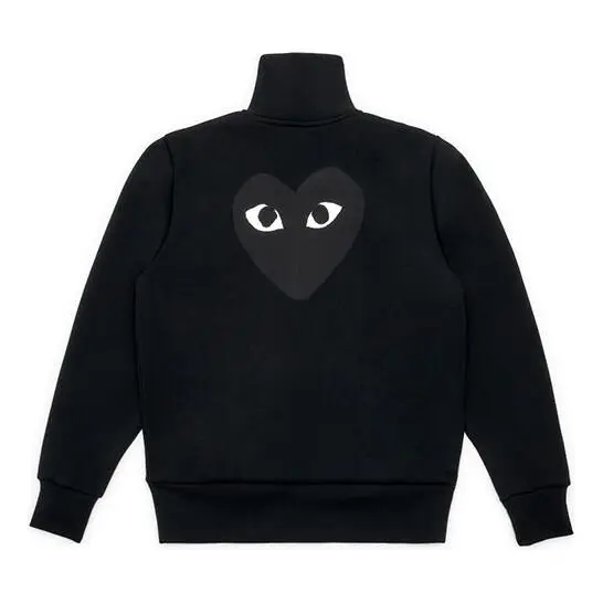 Play Comme Des Garcon Zip Sweatshirt With Big Heart Detail - Black