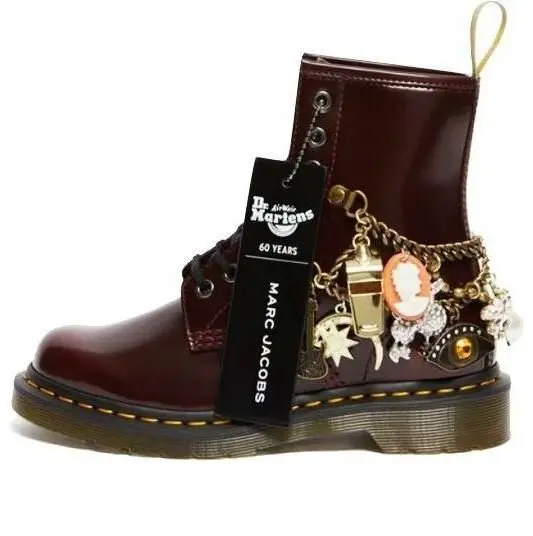Dr. Martens X Marc Jacobs Embellished Combat Boots - Cherry Red