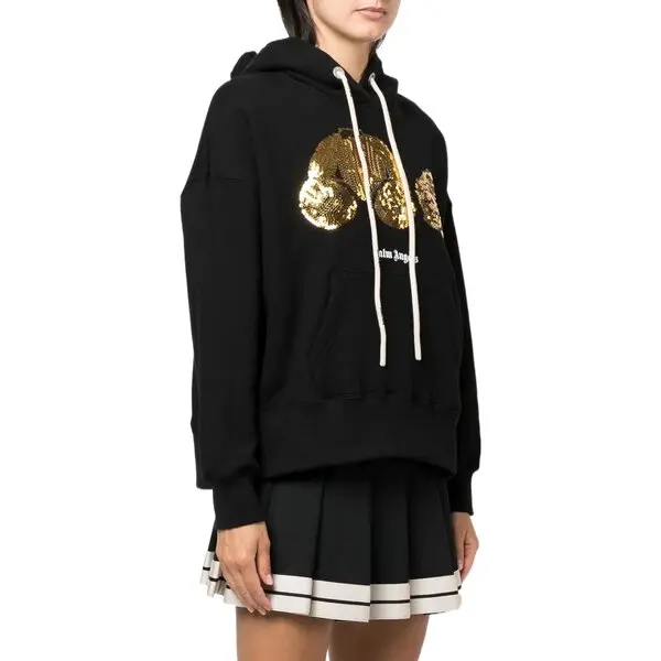 Palm Angels Gold Sequins Bear Hoodie