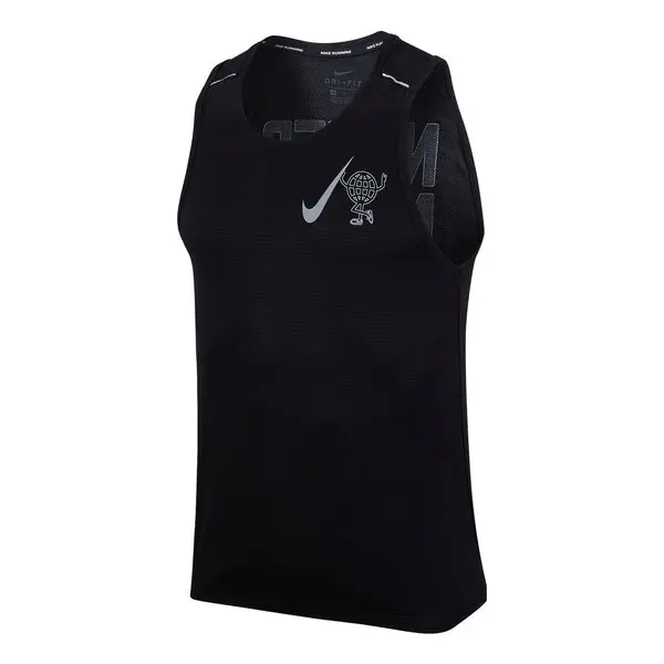 Nike Miler Reflective Alphabet Quick Dry Running Sports Black Vest - Default Color