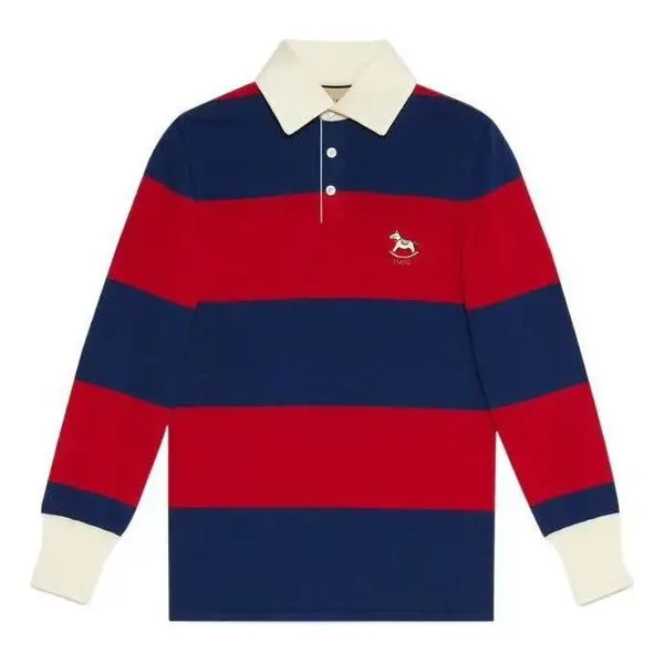 Gucci Striped Wool Polo 'blue Red - Blue/red