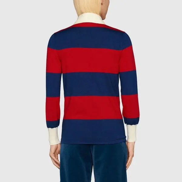 Gucci Striped Wool Polo 'blue Red