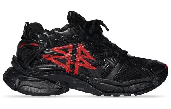 Balenciaga Runner Graffiti Sneakers - Black/red