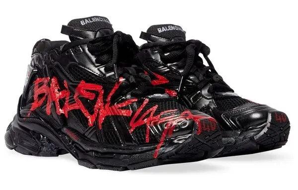 Balenciaga Runner Graffiti Sneakers - Black/red