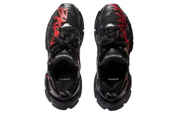 Balenciaga Runner Graffiti Sneakers - Black/red