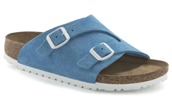 BIRKENSTOCK Zrich Suede Leather Sandals - Blue/sand
