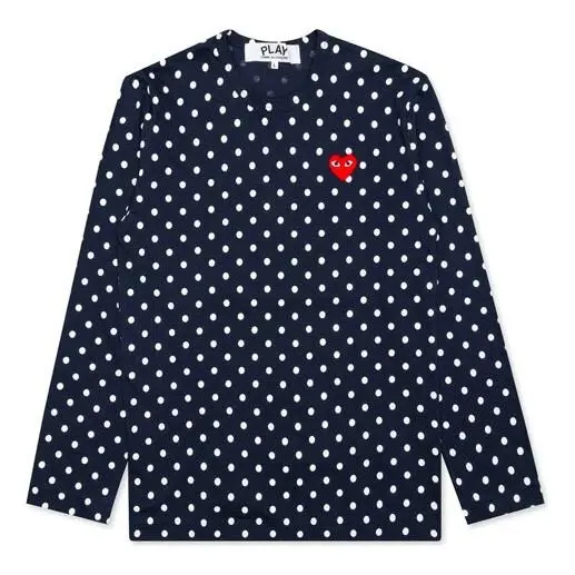 Play Comme Des Garcon Polka Dots Printing Long Sleeves Tee - Blue