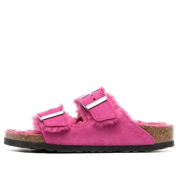 BIRKENSTOCK Arizona Shearling Suede Leather Sandals - Pink