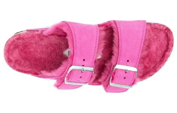 BIRKENSTOCK Arizona Shearling Suede Leather Sandals - Pink