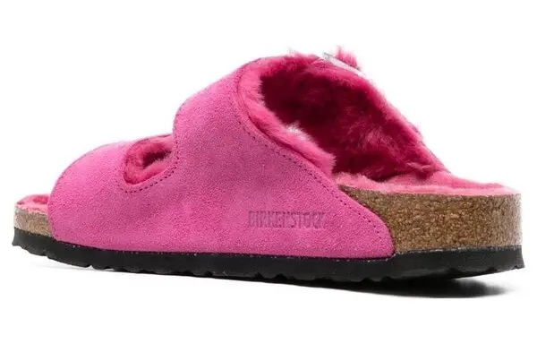 BIRKENSTOCK Arizona Shearling Suede Leather Sandals - Pink