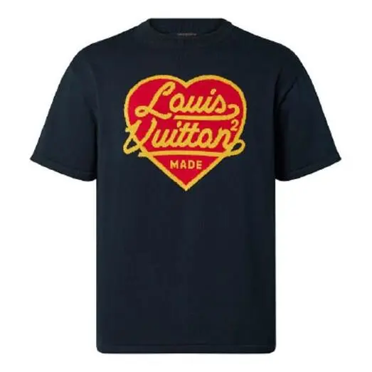 LOUIS VUITTON X Nigo2 Lv2 Ss22 Crossover Large Love Logo Alphabet Printing Short Sleeve Navy - Blue