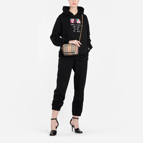 Burberry Cotton Hoodie With Graphic Print - Black