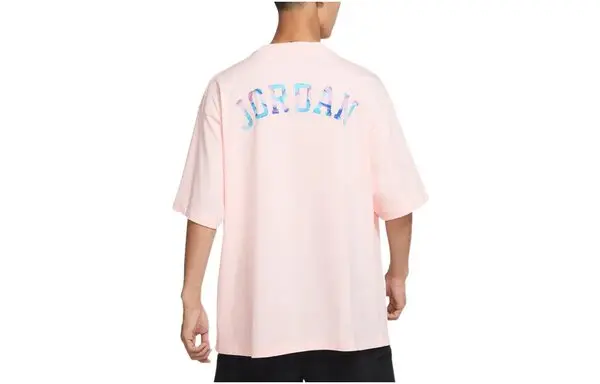 JORDAN Solid Color Round Neck Pullover Brand Multi-color Short Sleeve T-shirt Light Pink