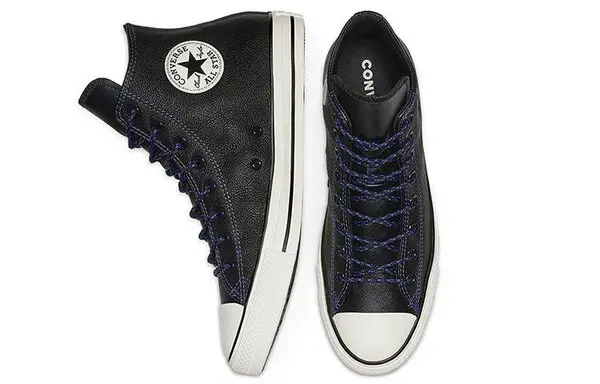 CONVERSE Chuck Taylor All Star High Tumbled Leather Sneakers - Black/blue
