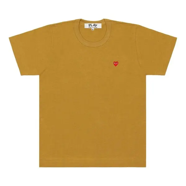 Play Comme Des Garcon Coloured Small Emblem T-shirt 'olive - Tan