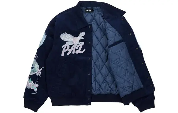 PALACE Double Dragon Embroidered Bomber Jacket - Navy