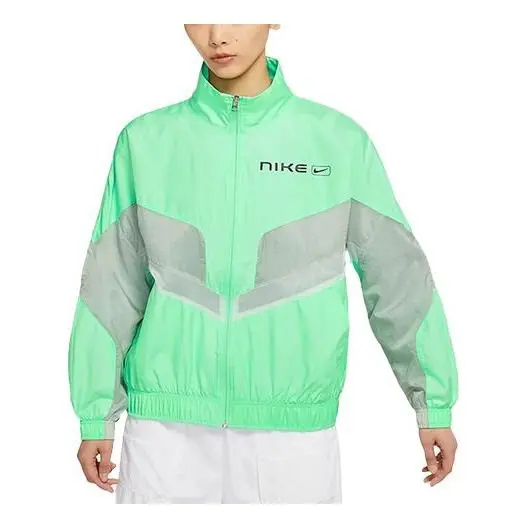 Nike Splicing Stand Collar Woven Jacket - Green